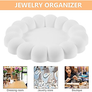 Round Tray Nail Decorations for Nail Art Dining Table Decor Jewelry Tray Home Decor Desk Tray Round Serving Tray Trinket Dish Earrings Holder Wedding White Earring Holder Plaster