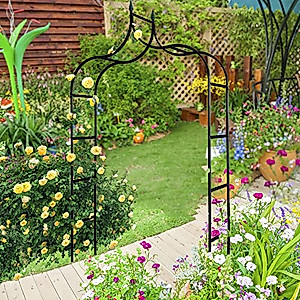eLeGreen Metal Garden Arbor 4.6 Ft Wide x 8.4 Ft High x 1.2 Ft Depth Gothic Galvanized Metal Garden Arch Climbing Plants Support Outdoor Arch Wedding Arch Party Decoration