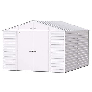 Arrow Select 10' x 12' Outdoor Lockable Steel Storage Shed Building, Flute Grey