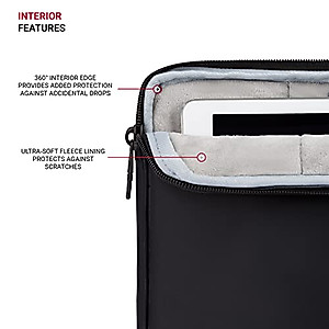 SwissGear Padded Zippered Laptop Sleeve, Micro-Twill Laptop Case with Zippered Front Compartment & Fleece Lining