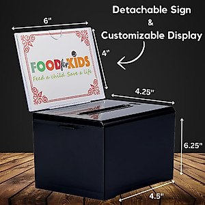 Adir Acrylic Donation Ballot Box with Lock - Secure and Safe Suggestion Box Great for Business Cards (6.25" x 4.5" x 4") Black