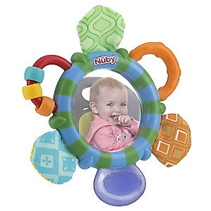 Nuby Look-at-Me Mirror Teether Toy, Grey Cloud
