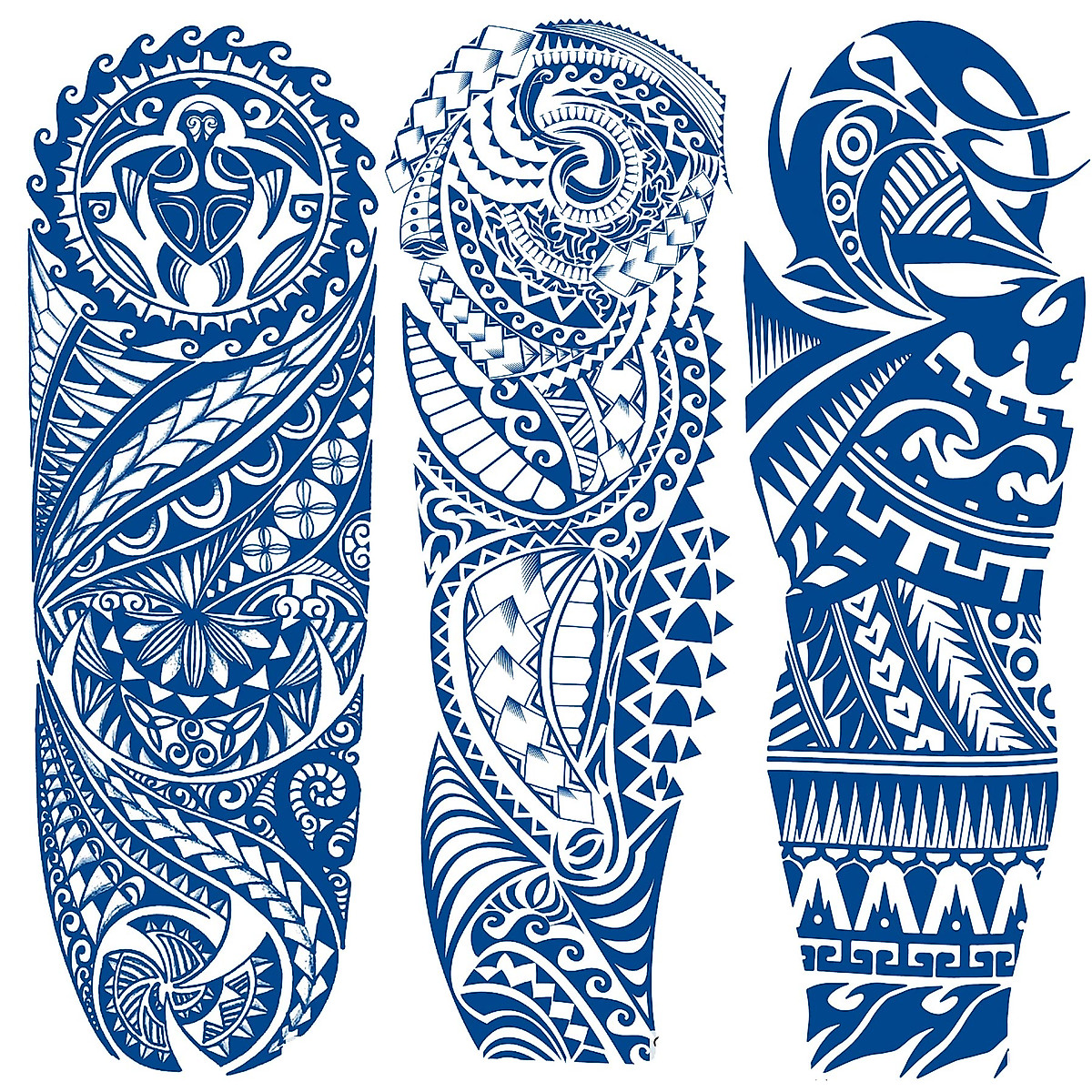 Semi-permanent Tribal Tattoos, 3-Sheet Temporary Tattoo,Plant-Based Ink Fake Tattoos