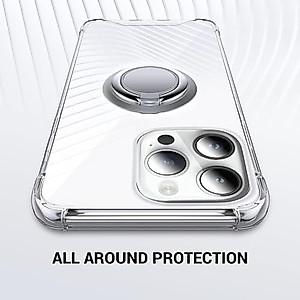 Silverback Crystal Clear for iPhone 14 Pro Case with Ring Stand, Slim Soft TPU Shockproof Protective Phone Case, Shock Absorption Bumper Case for Apple iPhone 14 Pro 6.1 inch