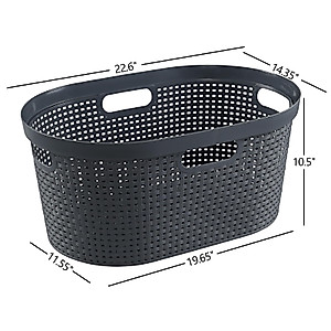 Xyskin Set of 4 Large Hamper Basket with Handle, Plastic Laundry Storage Bin, 40L, Grey