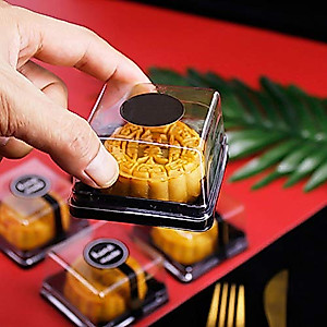 Hemoton Mini Cake Box 100Pcs Clear Plastic Mini Cupcake Cookie Box Muffins Mooncakes Box Pastry Packing Boxes Christmas Holiday Party Favors Supplies Mini Mooncake Box