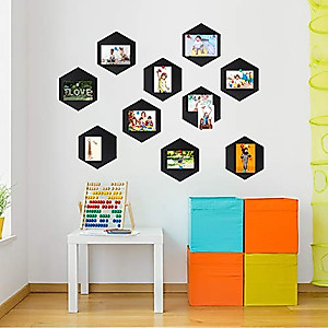 20 Packs Pin Board Hexagon Felt Board Tiles Black Bulletin Board Memo Board Notice Board with 40 Pieces Push Pins, Decoration for Home Office Classroom Wall 5.9 x 7 inches/ 15 x 17.7 cm