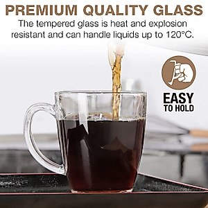 Eparé Clear Glass Coffee Mugs - 12 oz Clear Transparent Tea Cups & Coffee Glasses - Clear Coffee Mugs Set of 2 - Cappuccino Glass Mugs & Cup For Hot Beverages With Handle