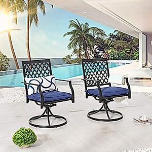 LOKATSE HOME Patio Swivel Rocker Chairs Furniture Metal Outdoor Dining Chairs with Cushion Set of 2