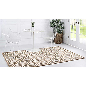 Unique Loom Braided Jute Collection Classic Quality Made Hand Woven with Geometric Design Area Rug, 9' 0" x 12' 0", Ivory/Natural