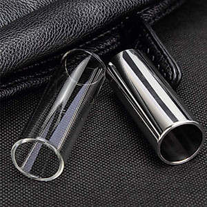 Guitar Slide, Set of 2 Glass Slides, 1 Steel Guitar Slide for Electric and Acoustic, 4 Finger Picks with Portable Box for Guitar and Bass, Medium (6 cm)