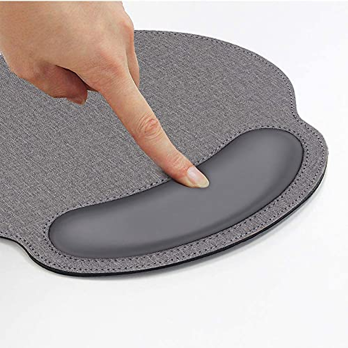 RICHEN Ergonomic PU Leather Mouse Pad with Wrist Support,Comfort Memory Foam,Waterproof Surface，Non- Slip Rubber Base for Computer Laptop & Mac,Lightweight Rest for Home,Office & Travel (Grey)
