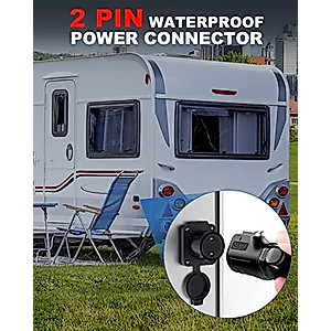 ELECTOP 2 Pin Power Industrial Circular Connector to Solar Panel Cable, 10AWG Solar Extension Cable with Female and Male Connector Adapter for Forrest River RV Solar Ports and Solar Panel Suitcase