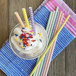 Outside the Box Papers Pastel Chevron Paper Straws - Easter Straws - 100 Pack Pink, Light Blue, Yellow, Green