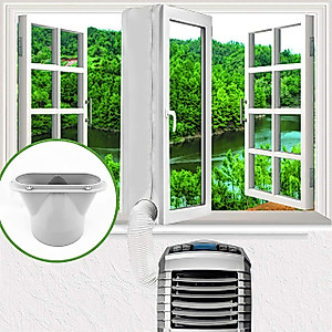 Connector for Connecting Window Sealing Plate with Oval Vent and Air-Conditioning Exhaust Hose with Dia 5.9'', Air Conditioner Exhaust Hose Adapter,Portable Exhaust Hose Tube Connector