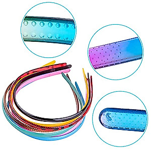 Duufin 30 Pieces Plastic Headbands, Thin Plain Plastic Headband with Teeth, Colorful Plain Headbands 0.8cm, for Girls and Women, 30 Colors