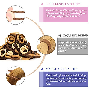 JIRIS 100PCS Brown Hair Ties for Women And Kids, Seamless Thick Brown Hair Band, Elastic Baby Hair Ties No Damage Ponytail Holder, Cotton Toddler Hair Tie, No Crease Small Hair Ties For Toddler Girls