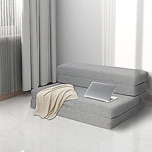 Stonehomy 4 Inch Thick Foldable Mattress Twin XL Size, Portable Folding Out Couch Sofa Bed with Handle for RV, Living Room and Car, 78.7x39.4 Inches