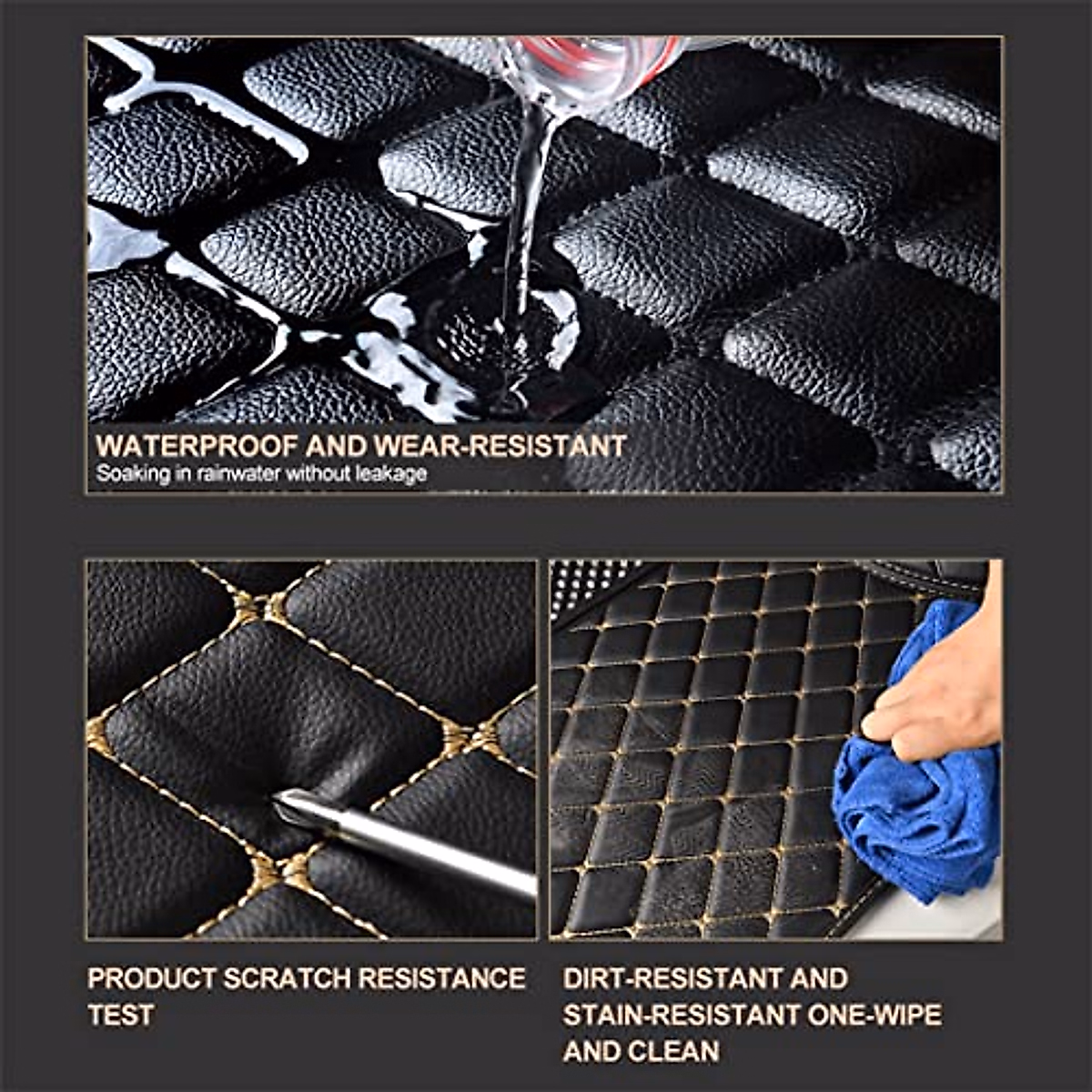 Leather car Mats Fit for Hatchback 4-Seat(No armrest Box) 04-13 Floor Mats Full Protection Car Accessories Coffee 3 Piece Set