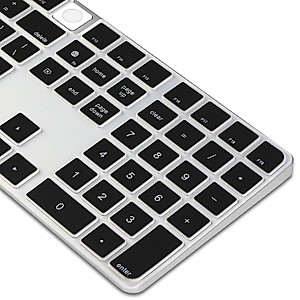 ProElife Ultra Thin Silicone Keyboard Cover Skin for 2023-2021 Magic Keyboard with Touch ID and Numeric Keypad Model-A2520 U.S Enter Protector (3 Keys ON The Left of The Space BAR) (Black)