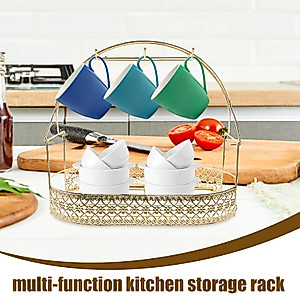 Abaodam Coffee Mug Holder Coffee Cup Rack Tea Cup Holder Dishes Organizer Stainless Steel Wire Rack Display Stand with 6 Hooks for Kitchen Counter Tea Party