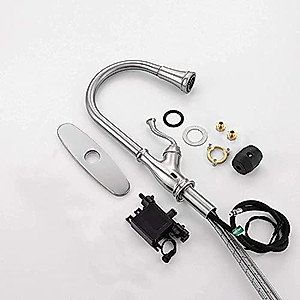 APPASO Touchless Kitchen Faucet, Motion Sensing Activated Hands-Free Kitchen Faucet with Pull Down Sprayer, Single Handle Smart Hands-free Stainless Steel Brushed Nickel, Easy to Install & Spot Resist