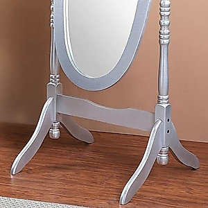 DaNeti Traditional Style Floor Mirror (Color : Silver)