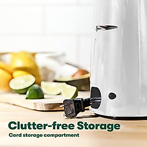 BELLA Electric Can Opener and Knife Sharpener, Multifunctional Jar and Bottle Opener with Removable Cutting Lever and Cord Storage, Stainless Steel Blade, White