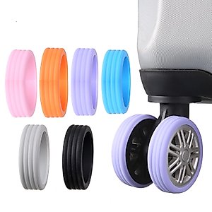 JforSJizT 8 Pack Silicone Quiet Protective Covers for Suitcase Wheels - Luggage Wheel Protectors for Suitcases with Wheels - Carry On Suitcase Wheel Accessories - Fits 2-3 Inch Luggage Wheels(Black)