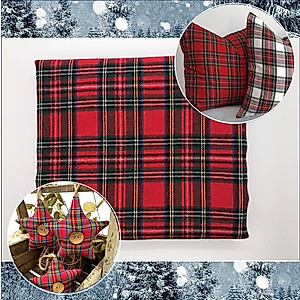 Red Tartan Plaid Fabric Cotton Width 57 Inches Yarn Dyed and Brushed for Festive Christmas Decorations and DIY Crafts and Dress (Red-Black, Cut by The Yard)