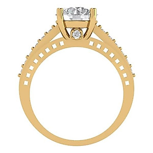 Clara Pucci 2.21 ct Round Cut Genuine Lab Grown Diamond SI1-SI2 J-K 14K Yellow Gold Bridal Wedding Engagement Designer Ring size 3.5