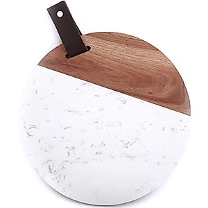 Resafy Acacia Wood Marble Cutting Board，Charcuterie Board Party Plate,Butcher Block Chopping Board Charcuterie Cheese Carving Serving,Suitable for Kitchen,Restaurants,Dining Room and Baking White
