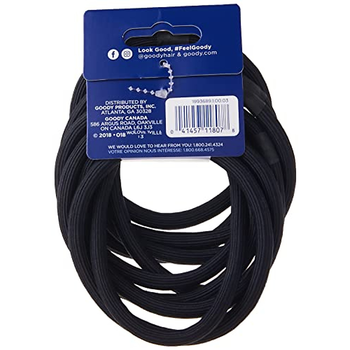 GOODY Ouchless XL & Extra Thick Elastics, Black, 10.0 Count,