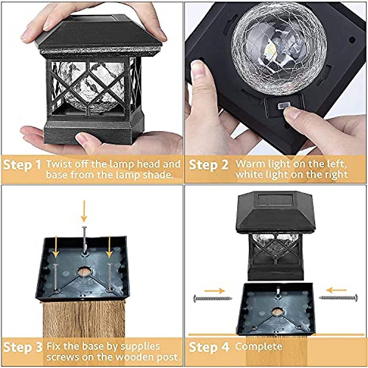 TWINSLUXES Solar Post Cap Lights Outdoor - Waterproof LED Fence Post Solar Lights for 3.5x3.5/4x4/5x5 Wood Posts in Patio, Deck or Garden Decoration…………