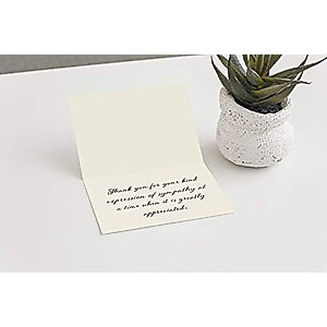 Funeral Thank You Cards - Sympathy Bereavement Thank You Cards With Envelopes - Message Inside (25, Rose)
