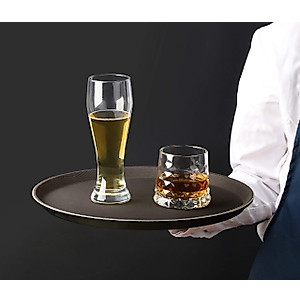 New Star Foodservice 25064 Restaurant Grade Non-Slip Tray, Plastic, Rubber Lined, Round, 14-Inch, Brown