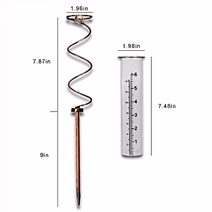 BIUWING Rain Gauge with Detachable Spiral Shap, Garden Rain Water Meter Measuring with Metal Frame, No Assembly Rain Measure Gauge for Yard Lawn Landscape (A)