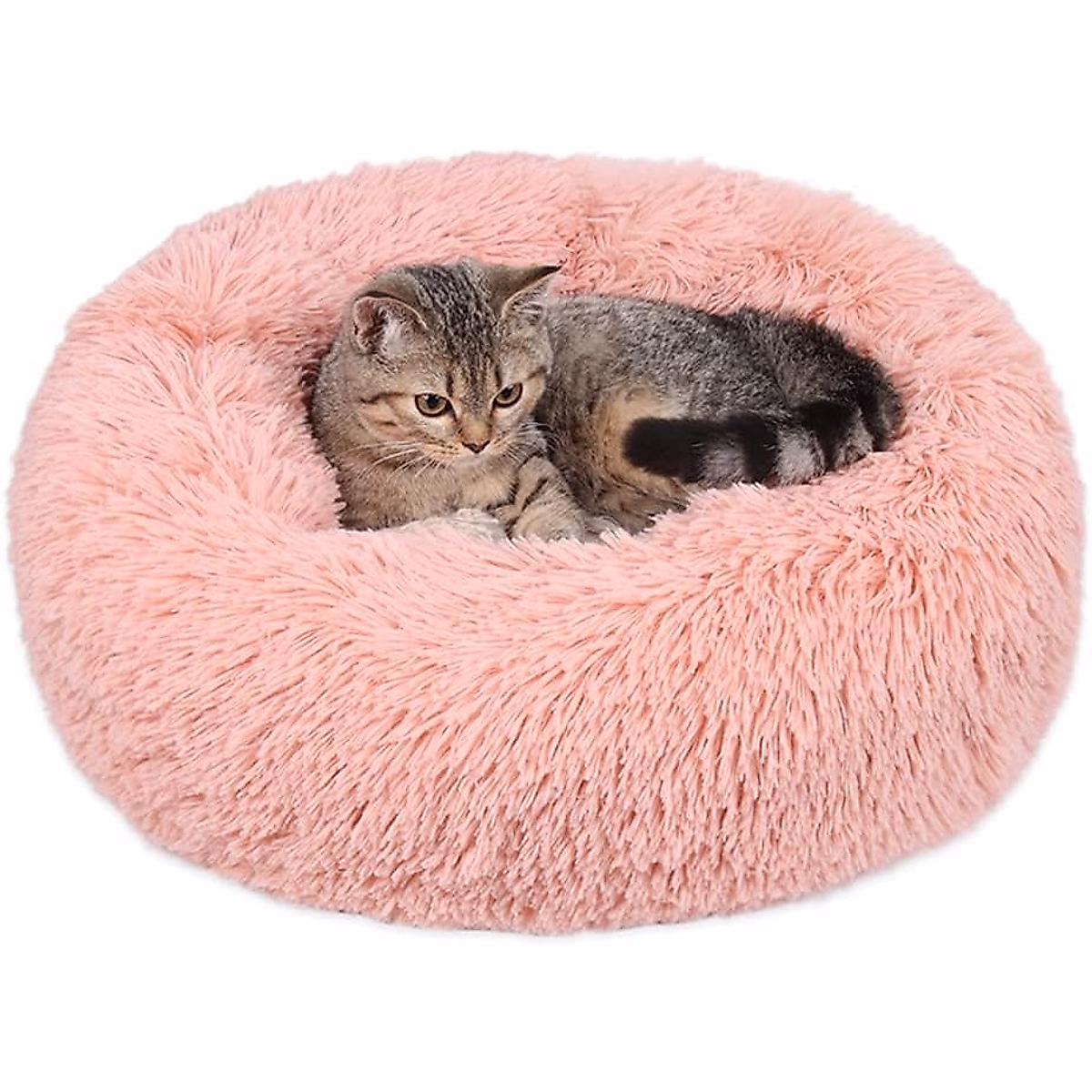 Geizire Anti Anxiety Round Fluffy Plush Faux Fur Warm Washable Cat Bed & Dog Bed, Washable Calming Cat Bed, Soft Cozy Cuddler Joint-Relief Dog Bed