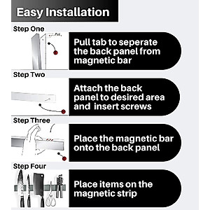 US Craft Brands Powerful Magnetic Knife Storage Strip 16in - Mirror Finish Knife Magnet Bar Modern Styled Stainless Stylish Knife Storage - Professional Multipurpose Use Kitchen Storage (Gold)
