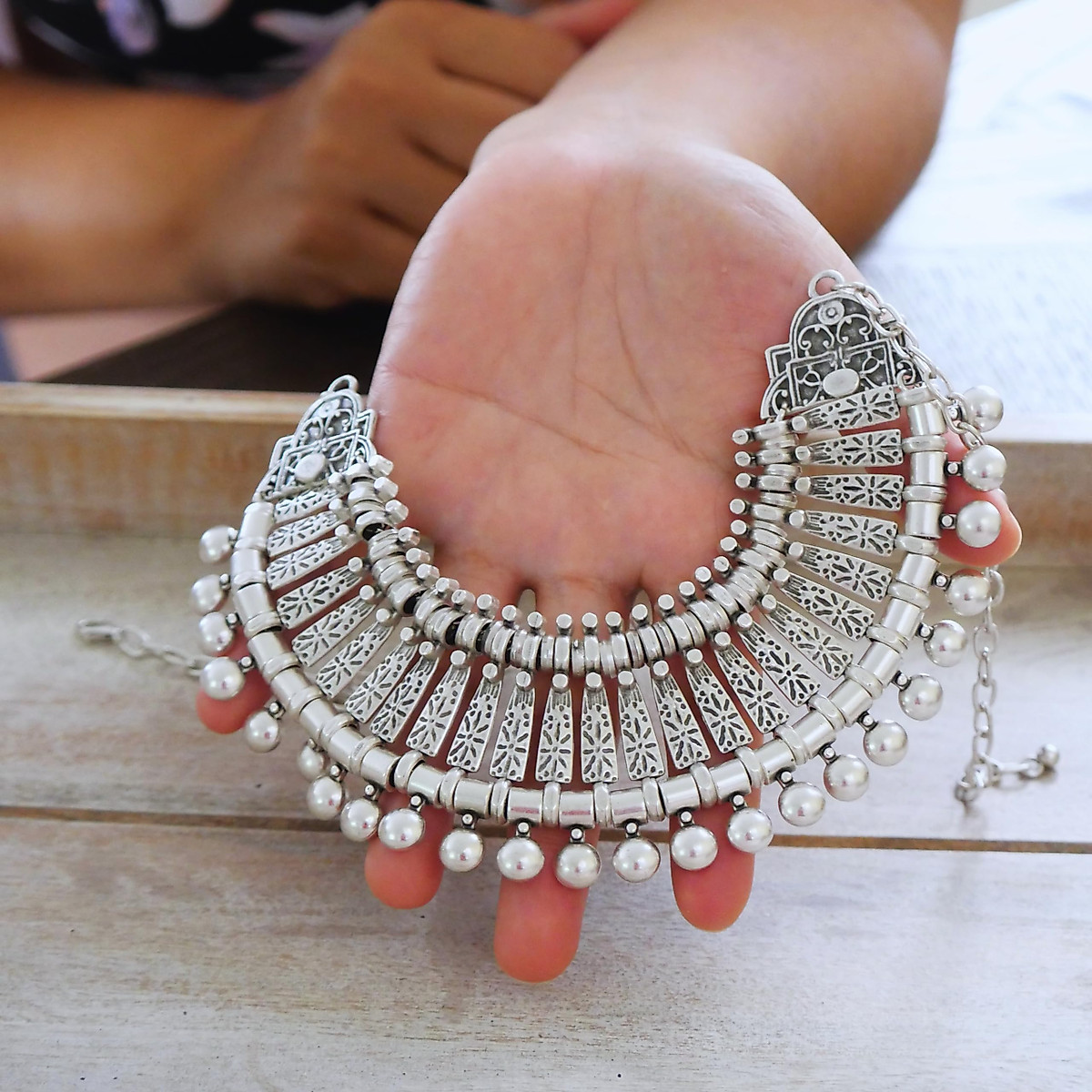 Gypsy Boho Bib Choker Coin Necklace Gothic Chunky Silver Statement Jewelry for Women Statement Vintage Silver