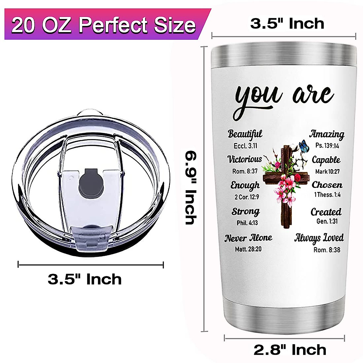 YXOTJHS Christian Gifts for Women, Inspiration Religious Gifts, Bible Verse Encouragement Gifts, Thank You Gifts, Birthday Gifts for Women, Mom, Friend, Sister -20 Oz Stainless Steel Tumbler