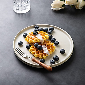 AmorArc Ceramic Dinnerware set, Service for 6 (12pcs), Stoneware Plates and Bowls Set,Highly Chip and Crack Resistant | Dishwasher & Microwave Safe, Matte-Ivory RusticStyle