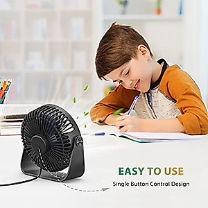 FARADAY USB Desk Fans 5 Inches Portable Table Fans 360° Head Rotation Small Personal Desktop Fan for Home Office, 3 Speeds, Black