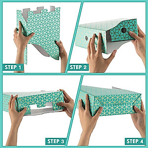 Sherr 12 Pieces Foldable Magazine File Holder with Label Holder Geometrical Accents Cardboard Magazine File Boxes with 24 Pcs Labels Classroom Magazine File Organizers for Office Mailrooms Storage