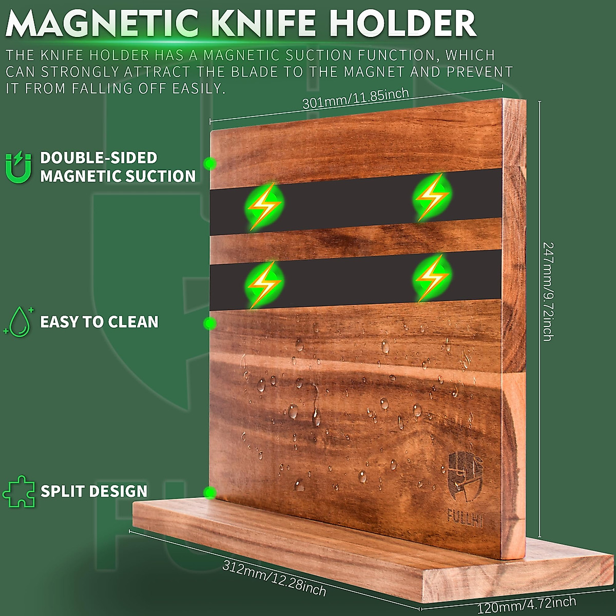 FULLHI Butcher Knife Set with Kitchen Shears, Hand Forged Chef Boning Knife With Scissors High Carbon Steel Carving Fish Knife Chef Knife For Kitchen, Camping, BBQ (Brown, N12PCS with Knife Holder)