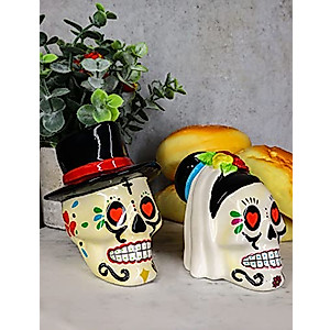 "Home Décor Accents" Day Of The Dead Wedding Bride And Groom Skulls Salt Pepper Shakers Set - Home Accents 33-kl1-1025