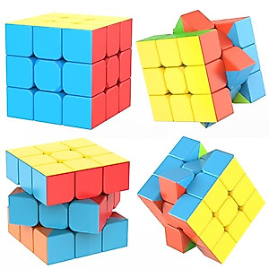 Jurnwey Speed Cube 3x3x3 Stickerless with Cube Tutorial - Turning Speedly Smoothly Magic Cubes 3x3 Puzzle Game Brain Toy for Kids and Adult