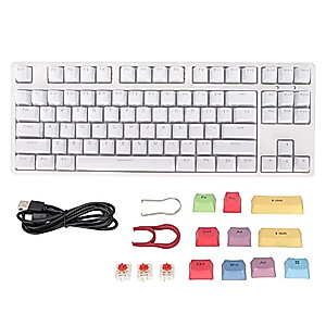 Wired Keyboard, Fashion Appearance 20 LED White Light Effects Mechanical Keyboard Ergonomic Design for Work for Home Gaming for Office(White)