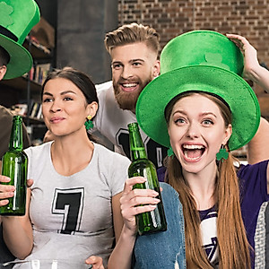 2Pairs St Patricks Day Earrings for Womens Irish Style Shamrock Dangle Earrings Clover Drop Earrings Green Cup Dangle Earrings St Patricks Day Accessories