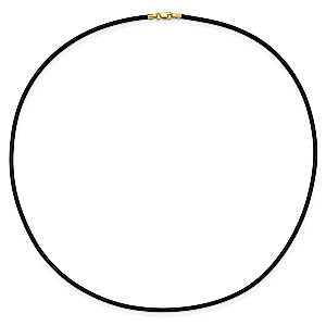 14k Yellow Gold 2mm 20 Inch Black Rubber Cord Chain Necklace Pendant Charm Leather Fine Jewelry For Women Gifts For Her